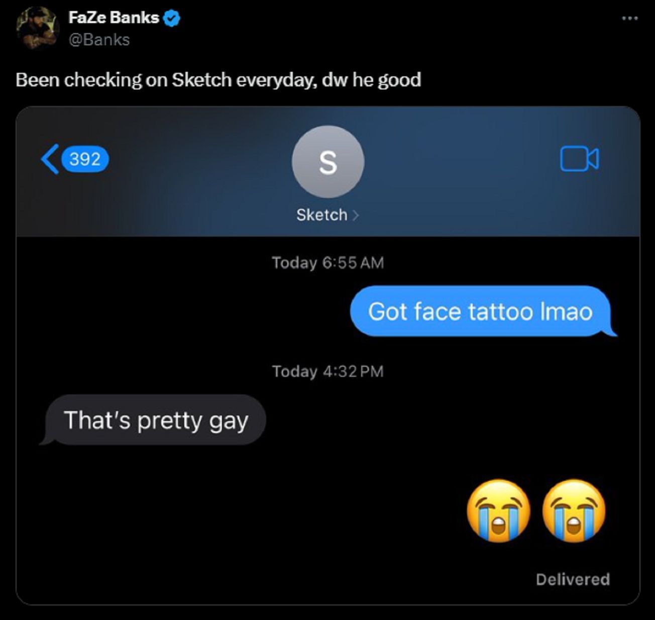 "That's pretty gay": Sketch's reaction to FaZe Banks' face tattoo goes ...