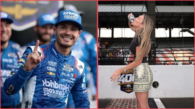 Kyle Larson reacts to wife Katelyn’s iconic celebration after his crown ...