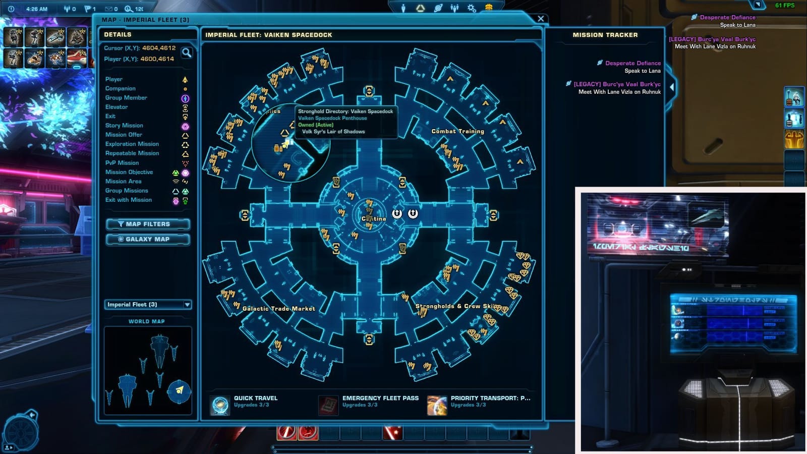 All Stronghold locations in SWTOR