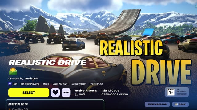 Fortnite Realistic Drive: UEFN map code, how to play, and more