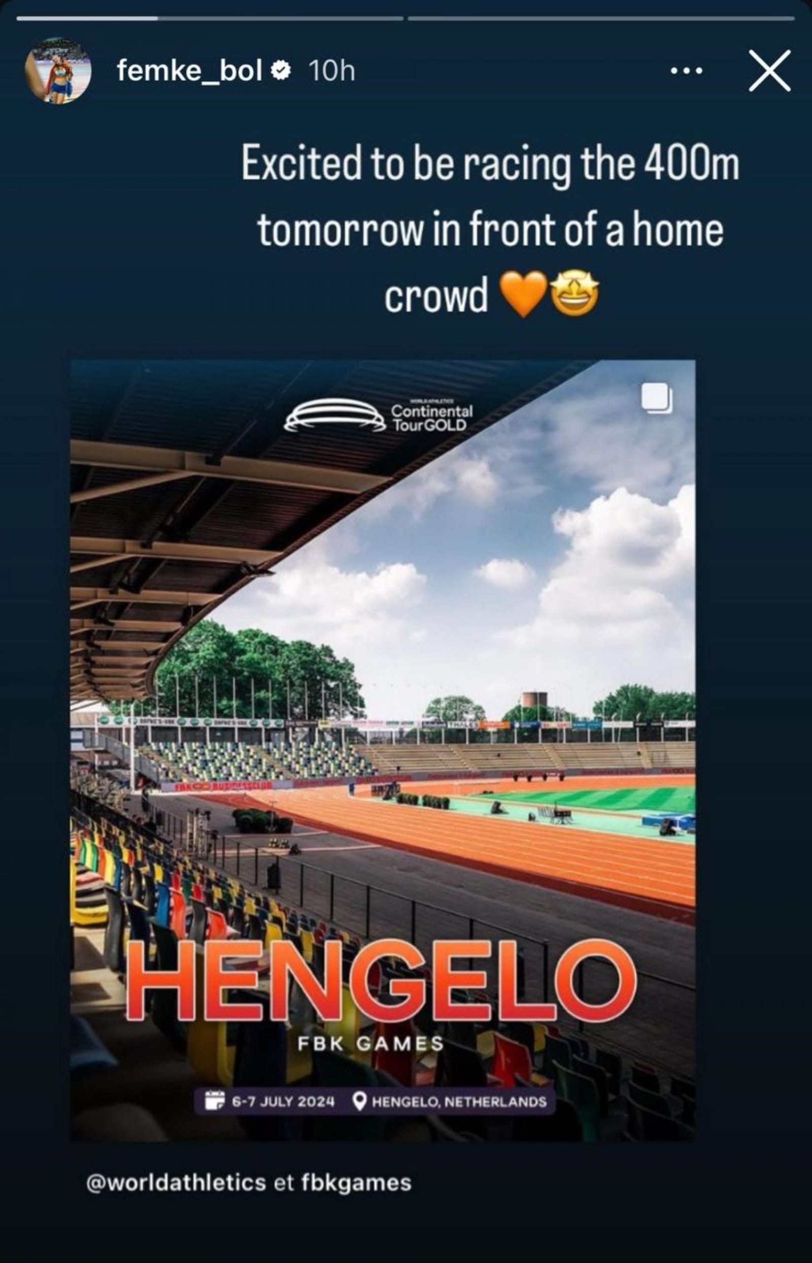 Femke Bol expresses anticipation over running the 400m in front of home ...