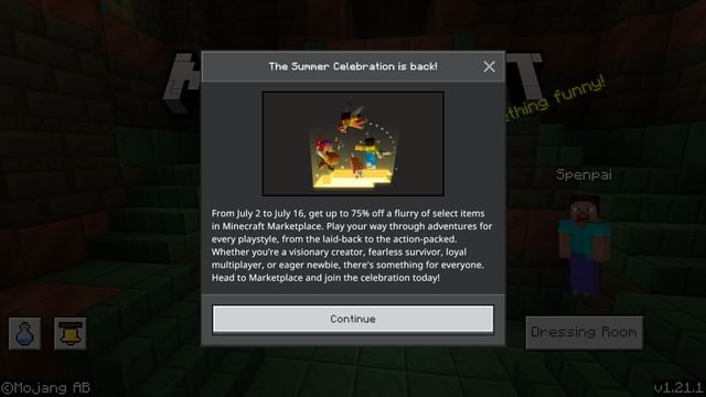 Minecraft announces Summer Celebration sale for Bedrock Marketplace