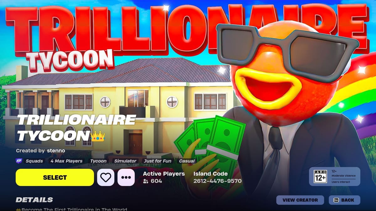 Fortnite Trillionaire Tycoon: UEFN map code, how to play, and more