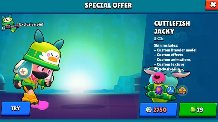 Brawl Stars Cuttlefish Jacky skin: Cost, design, and more