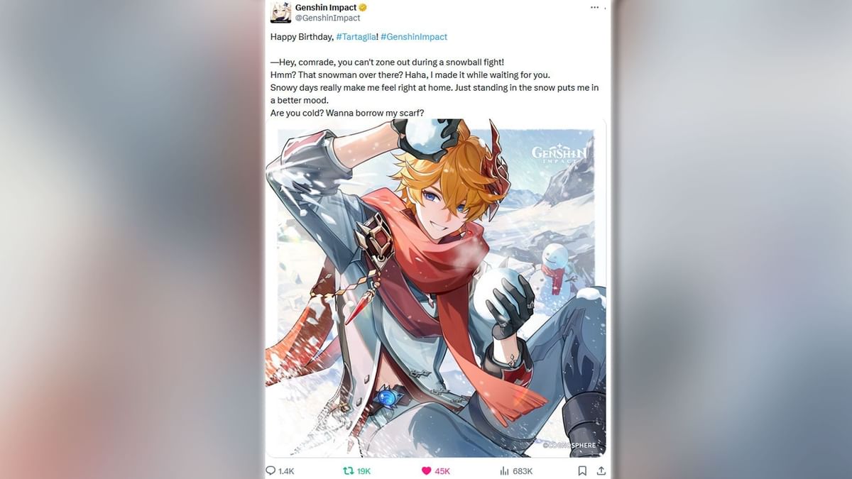 Genshin Impact Childe birthday 2024: Gifts, Mail, and official art