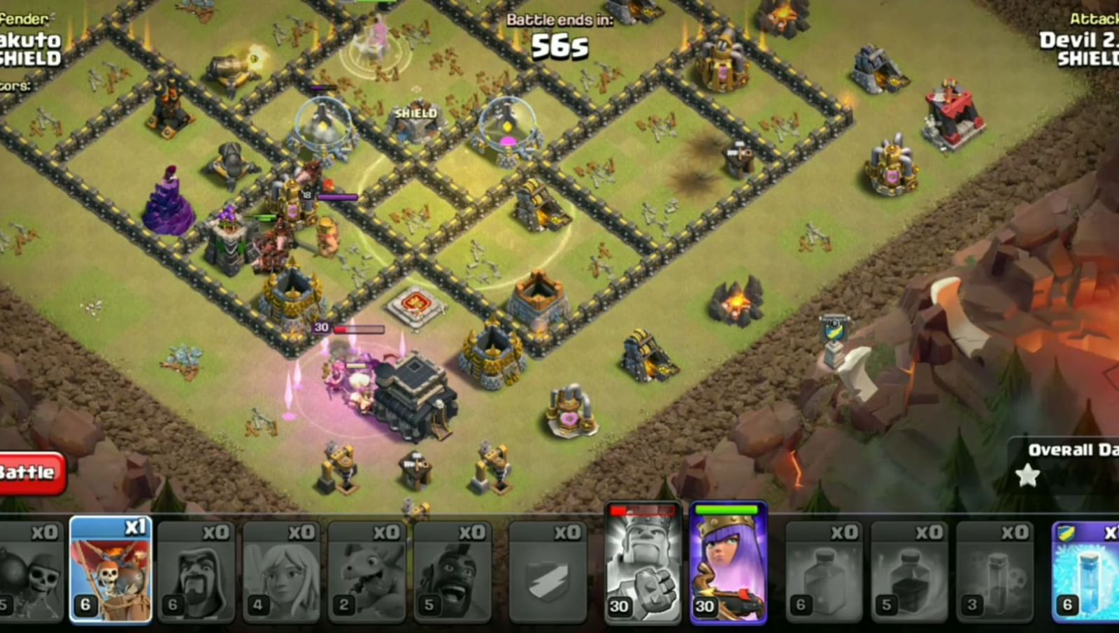 Town Hall 9 Clash of Clans Queen Charge Mass Hogs attacking strategy ...
