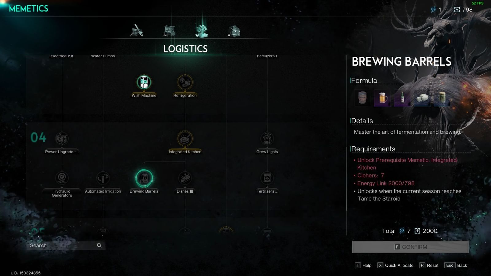 All Brewing Barrel recipes in Once Human