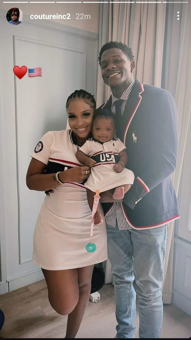 Anthony Edwards' baby mama Jeanine Robel rocks sky blue blazer ...