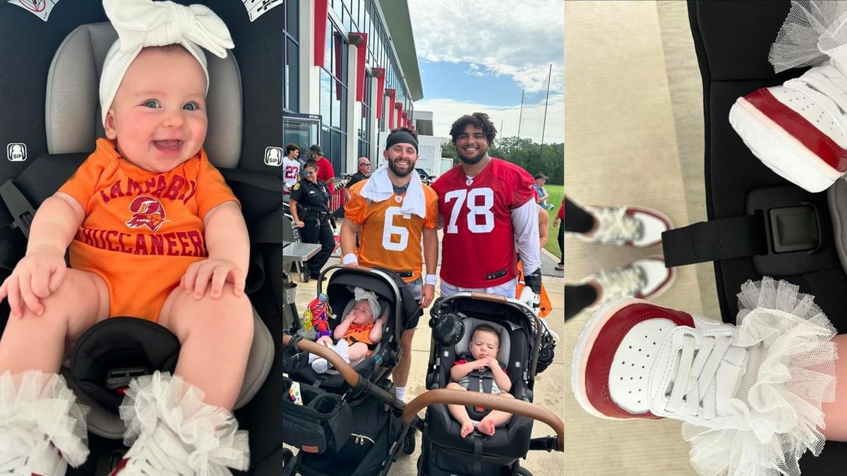 In Photos: Baker Mayfield's wife Emily welcomes 'Year 7' for Bucs QB as family of three