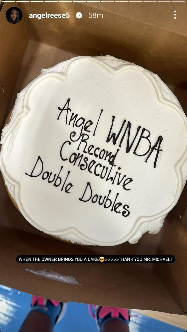 Angel Reese is treated to a double doubles-embellished white cake ...