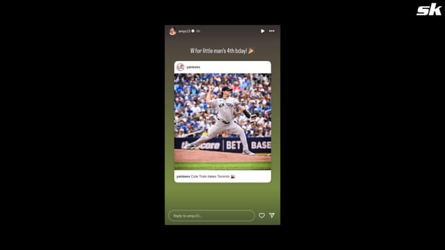 Gerrit Cole's wife Amy celebrates as Yankees ace's first win of the ...