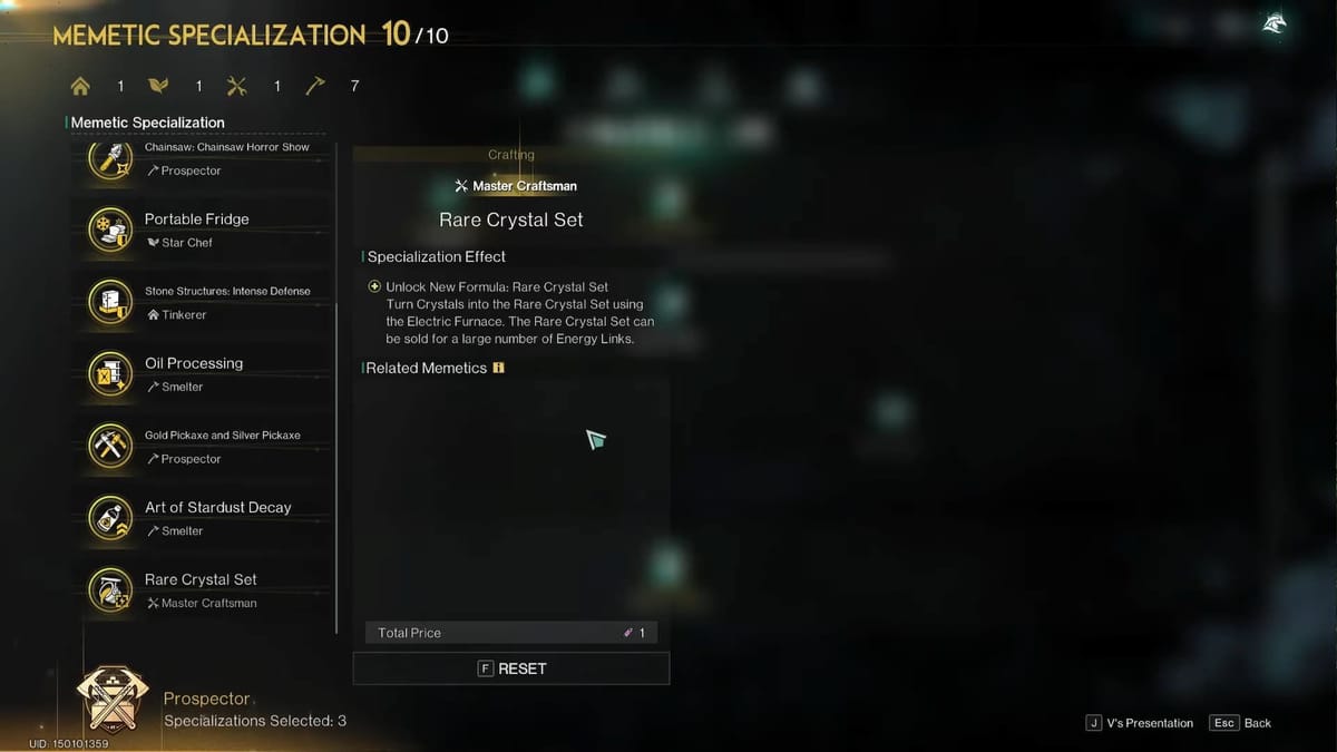 How to unlock and craft Rare Crystal Sets in Once Human