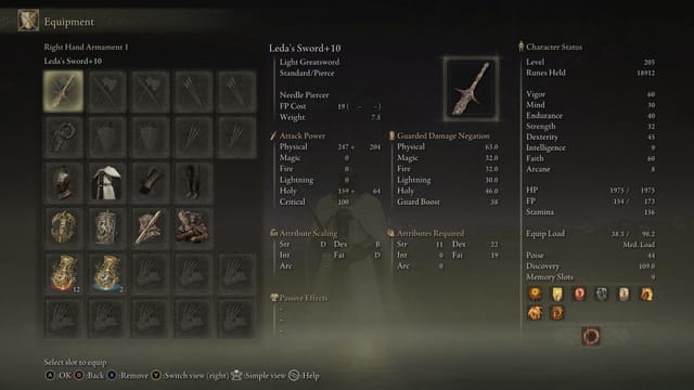 How to make Needle Knight Leda build in Elden Ring Shadow of the Erdtree