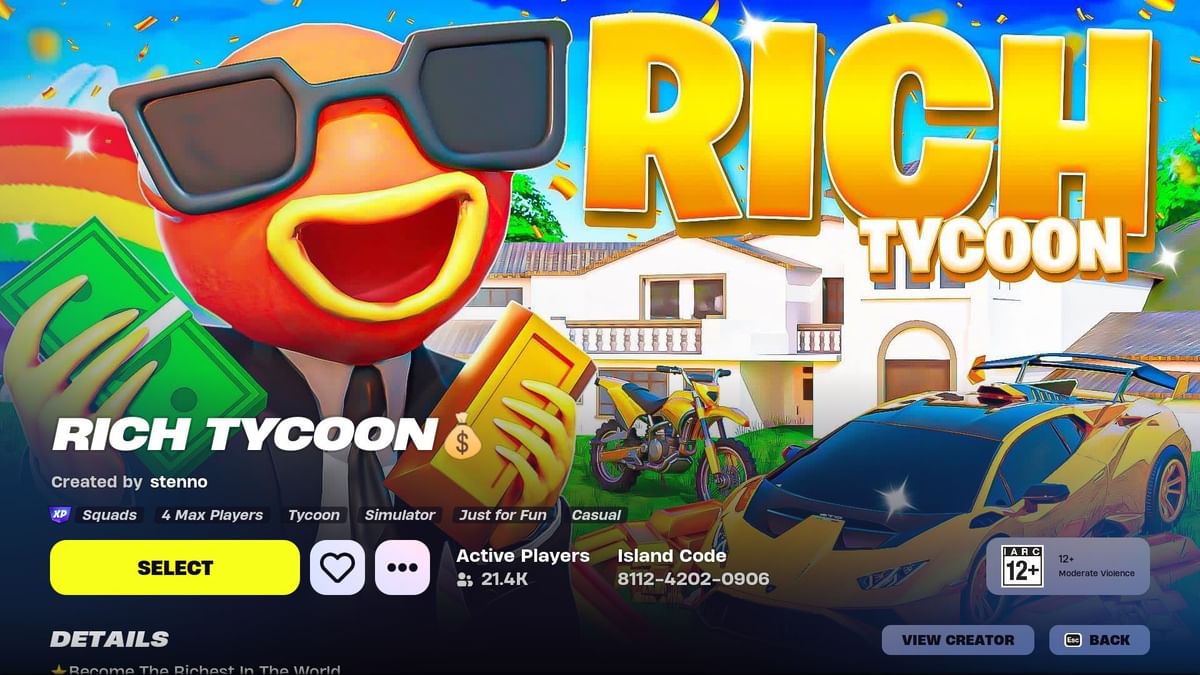 Fortnite Rich Tycoon: UEFN map code, how to play, and more