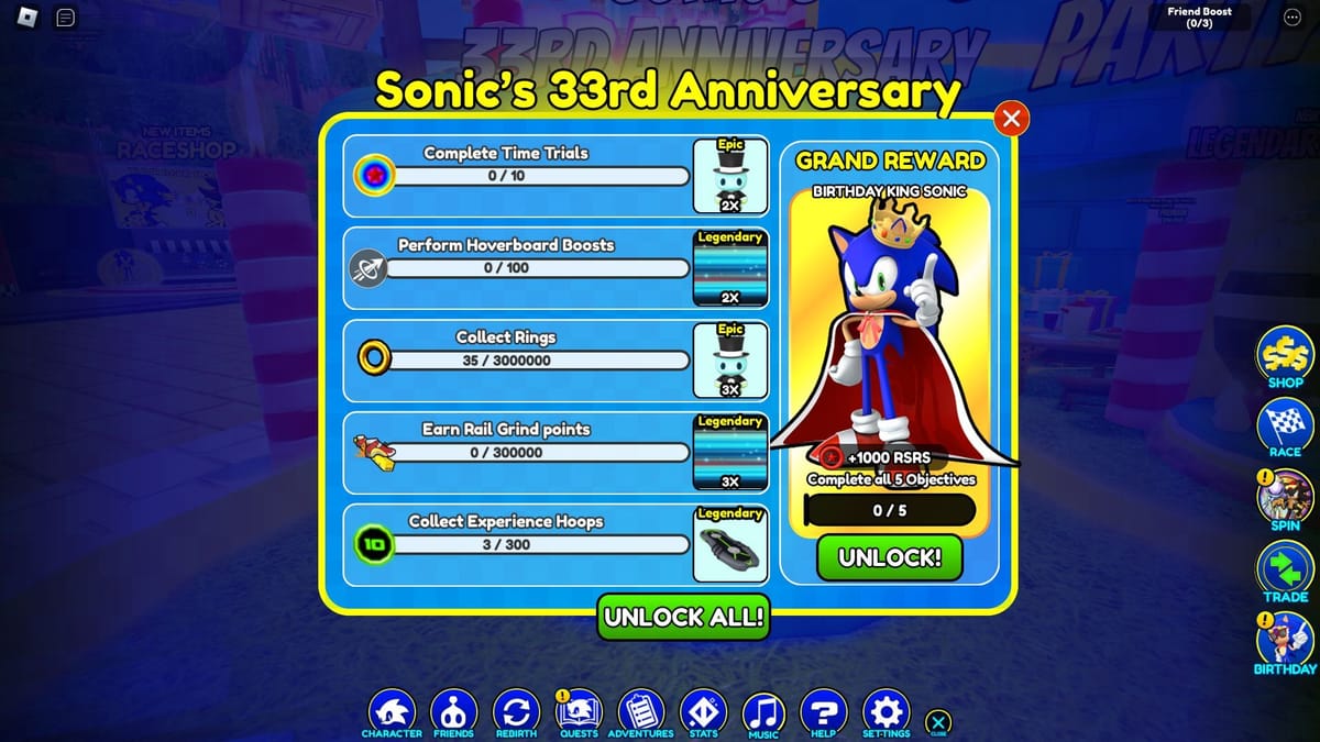 How to unlock Party Sonic in Sonic Speed Simulator