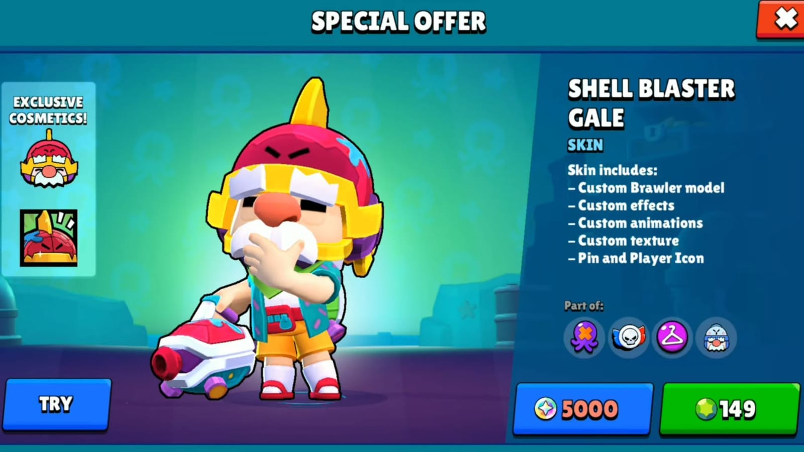 Brawl Stars Shell Blaster Gale skin: How to unlock, design, and more