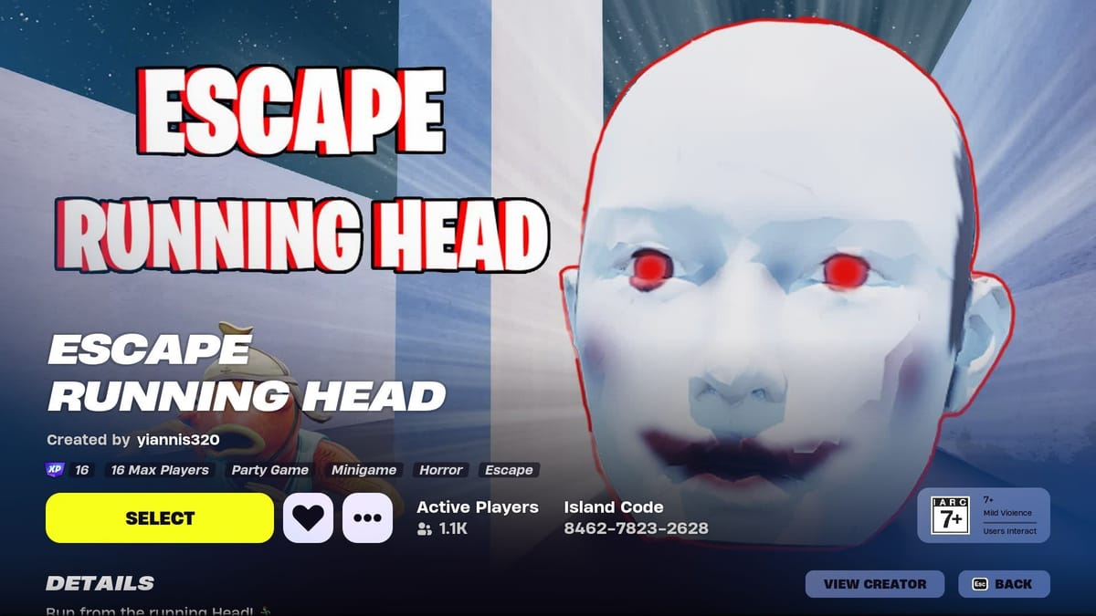 Fortnite Escape Running Head: UEFN map code, how to play, and more