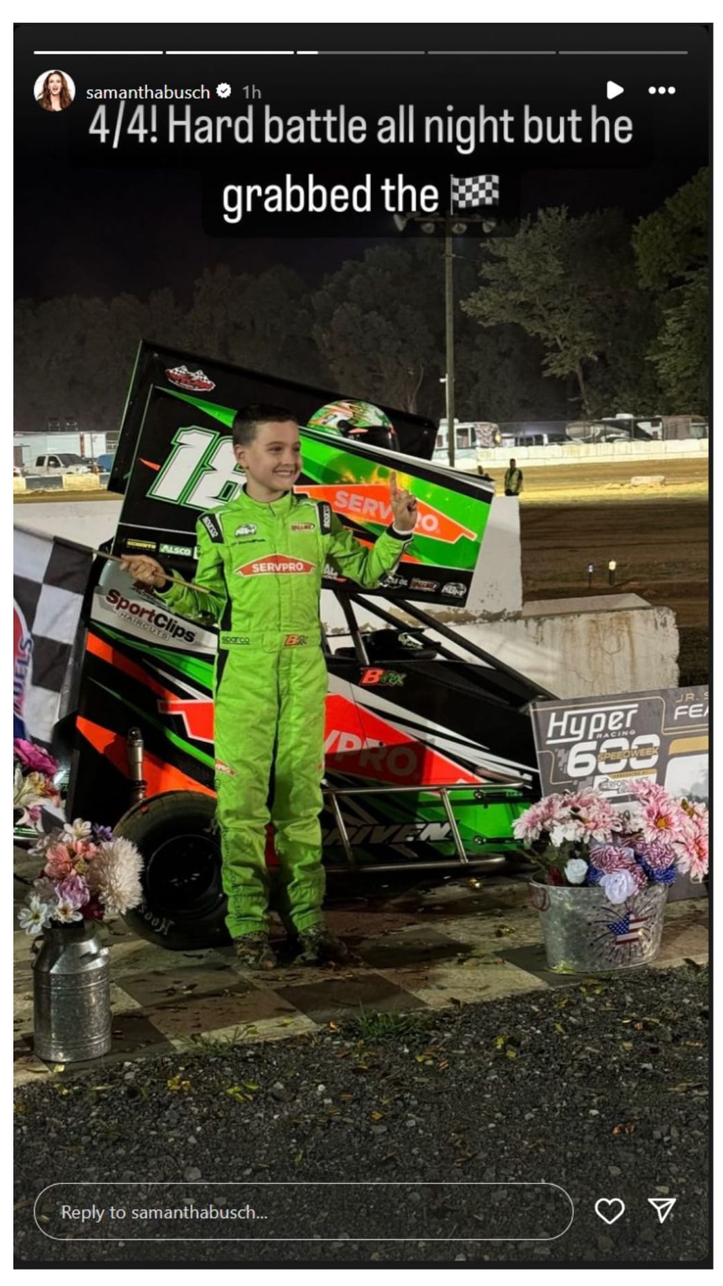 “Hard battle all night but he grabbed the checkered flag”: Samantha ...