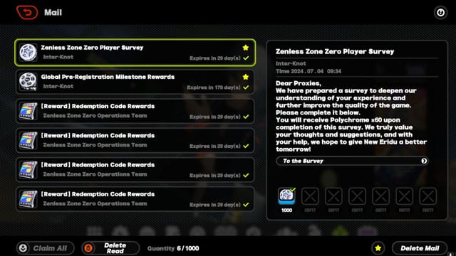 Zenless Zone Zero pre-registration milestone rewards collection guide