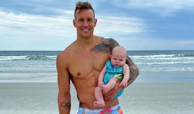 In Pictures: Caeleb Dressel bonds with his son in the swimming pool ...