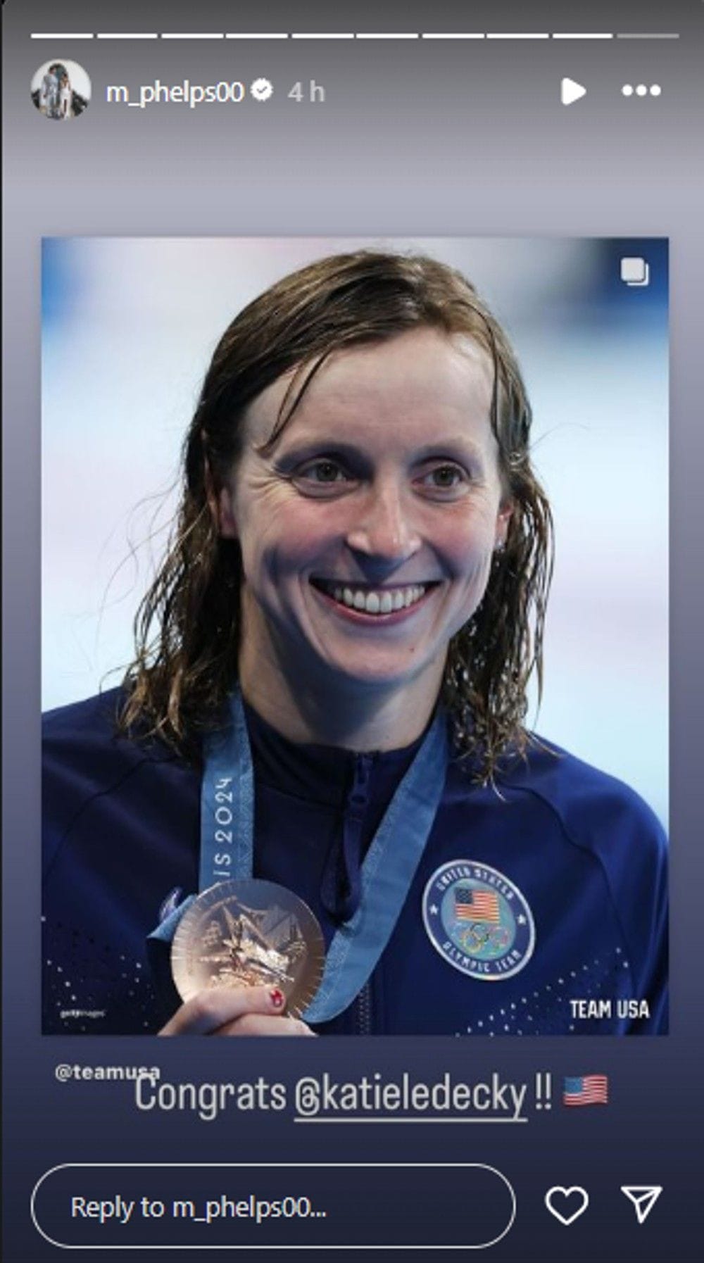 Michael Phelps reacts to Team USA's 4x100m freestyle relay team winning ...