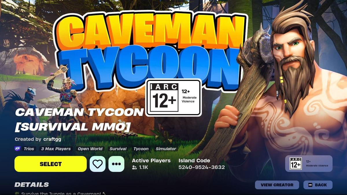 Fortnite Caveman Tycoon: UEFN map code, how to play, and more
