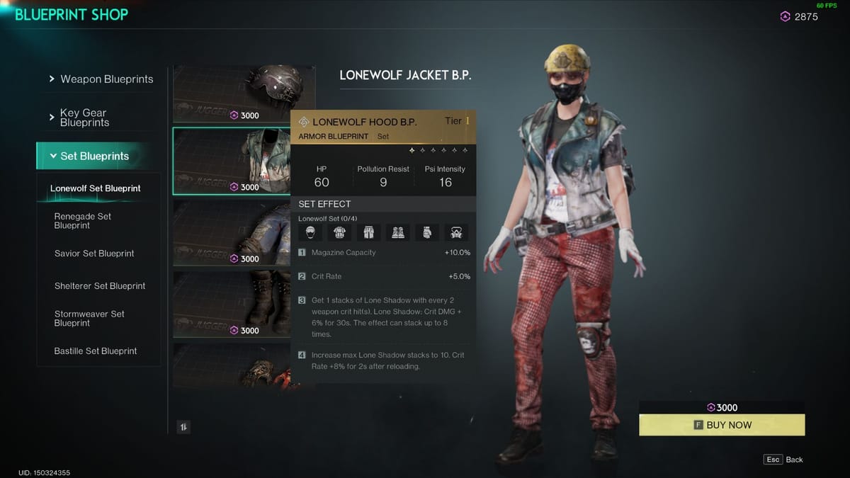 Once Human Lonewolf Armor Set location and stats explained