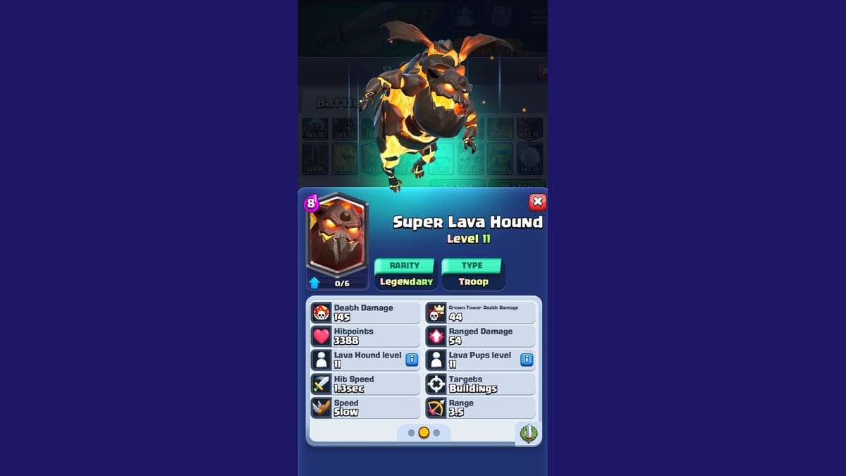 Super Lava Hound in Clash Royale Super Cards Draft: Abilities ...