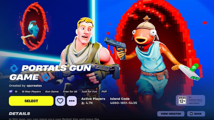 Fortnite Portals Gun Game: UEFN map code, how to play, and more