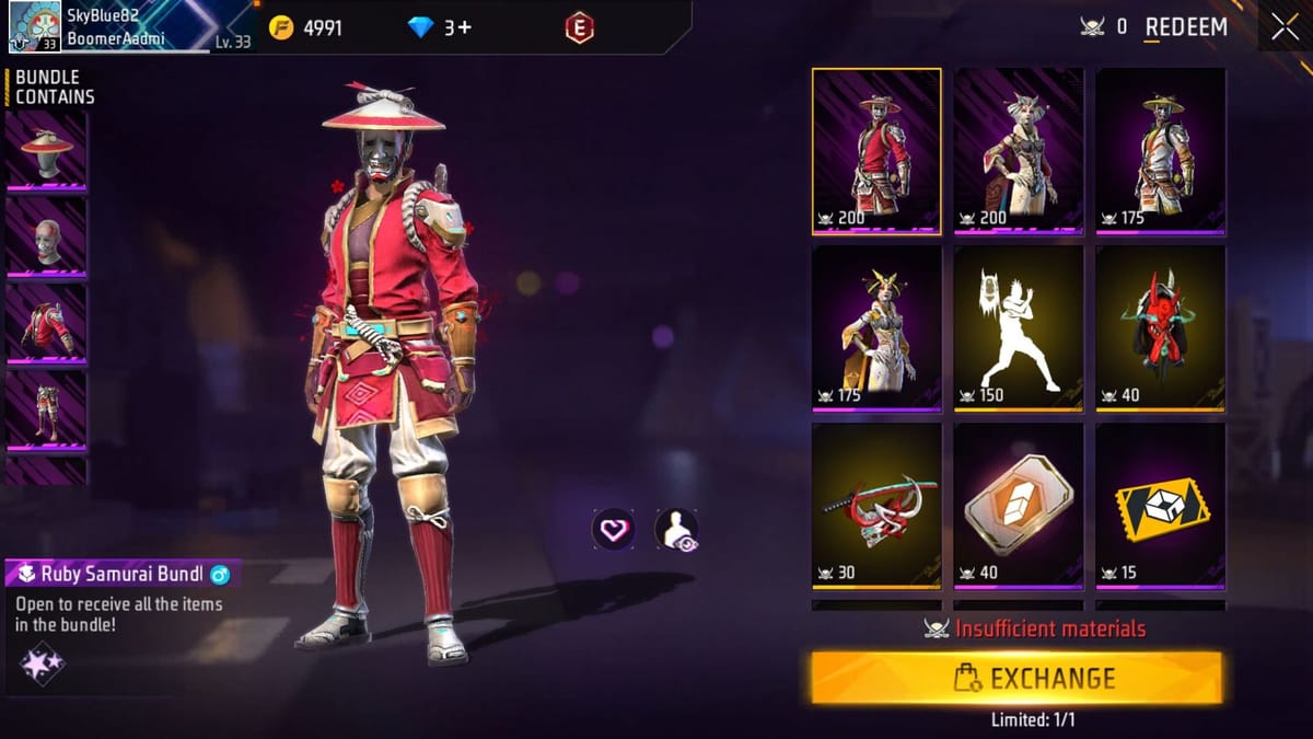 Free Fire Samurai x Beast Ring rewards: Beast of the Legend Bundle ...