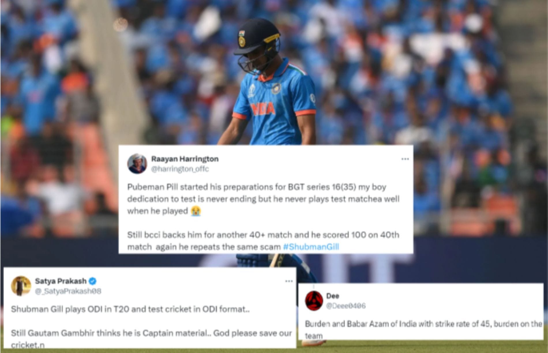"Burden and Babar Azam of India with strike rate of 45" - Fans troll ...