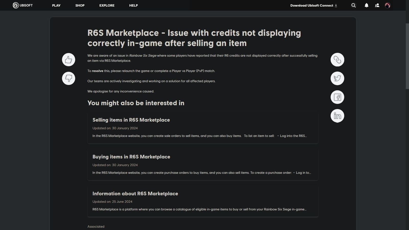 Is the Rainbow Six Siege marketplace down (August 14, 2024)? Server ...
