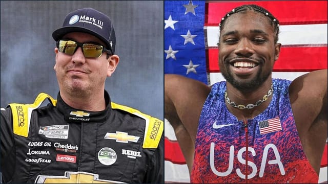 NASCAR champion Kyle Busch congratulates Olympian Noah Lyles after ...