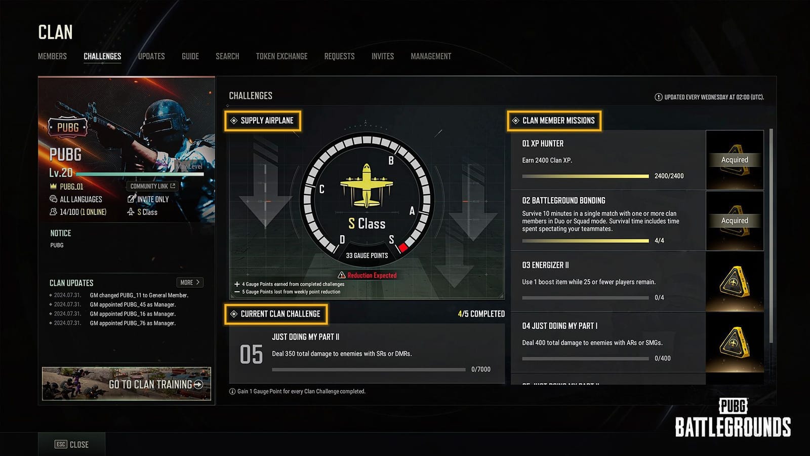 PUBG Update 31.1 Clan System: Clan challenges, Clan tokens, and Rewards