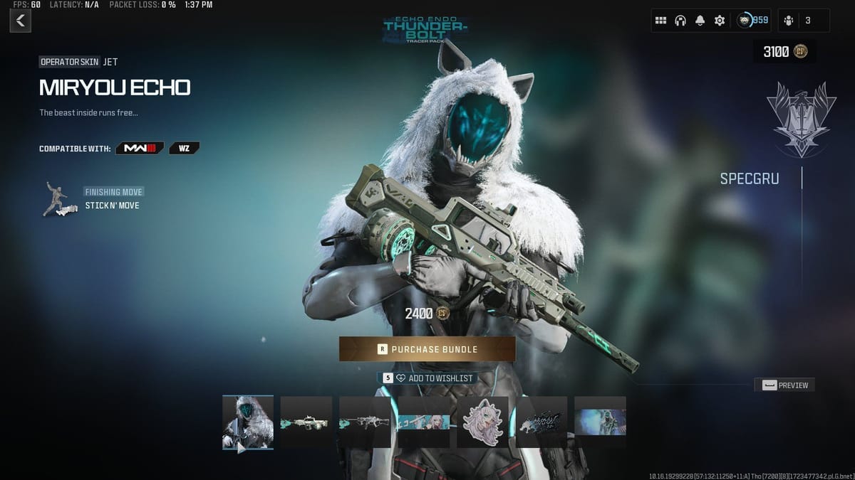 Echo Endo Thunderbolt Tracer Pack in MW3 and Warzone