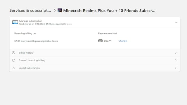 How to cancel Minecraft Realms service