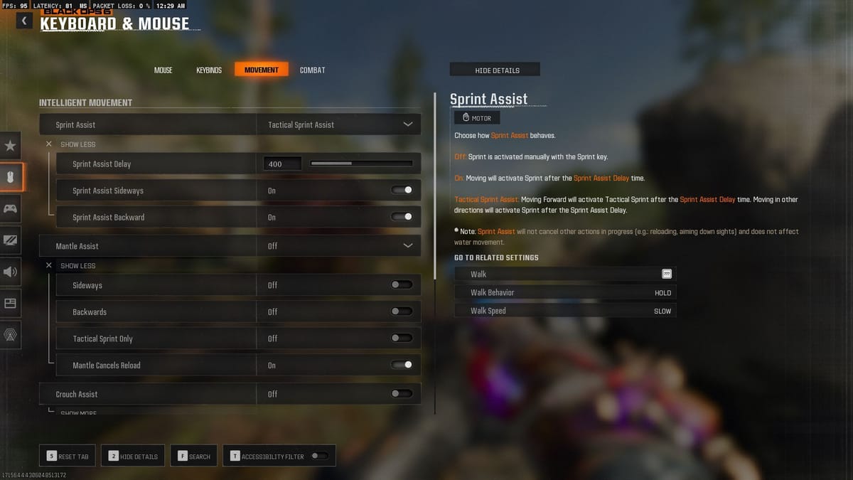 How to enable Auto Tac Sprint in Black Ops 6