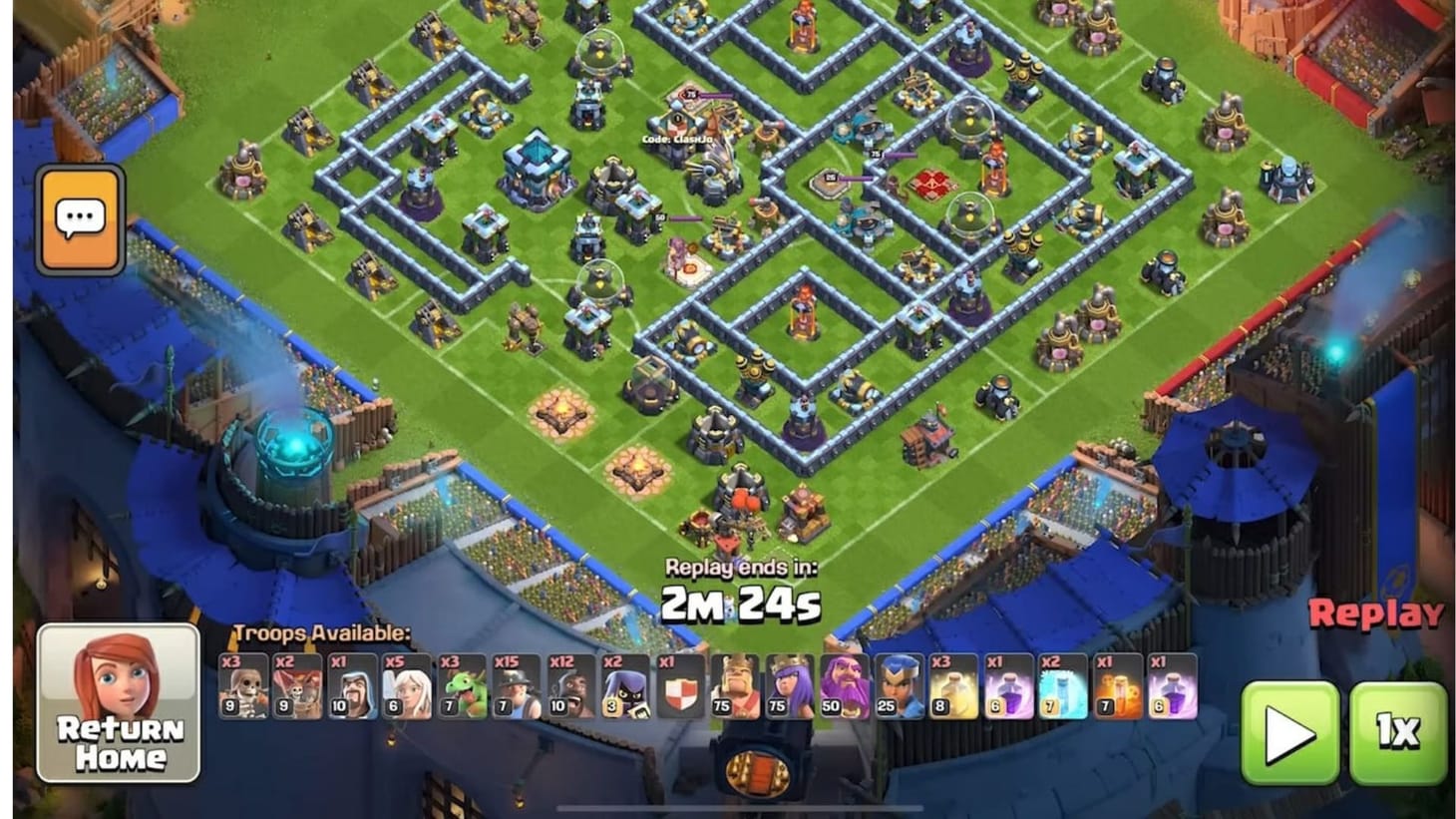 Clash of Clans: Clash of Clans Town Hall 13 Queen Charge Hybrid attack ...