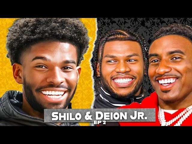 Coach Prime's sons Shedeur Sanders, Shilo Sanders and Deion Sanders Jr. blush as they pick the ...