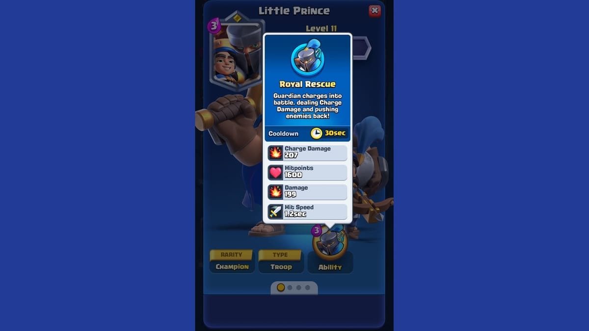 Clash Royale Little Prince Champion Card: Ability, stats, and strategies