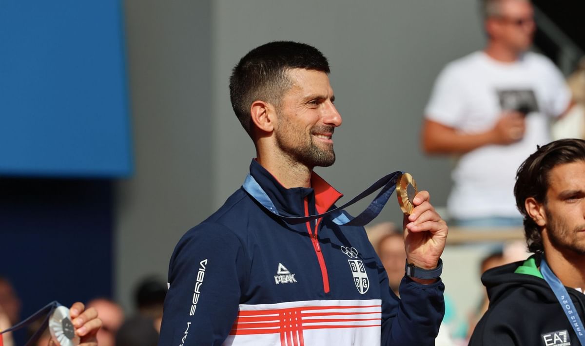 Novak Djokovic's Olympic gold medal celebration post goes viral, surpasses Roger Federer's Laver ...