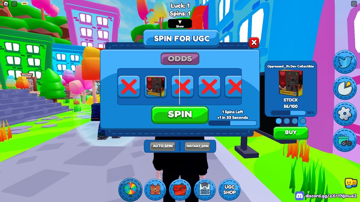 Free UGC Spinner codes