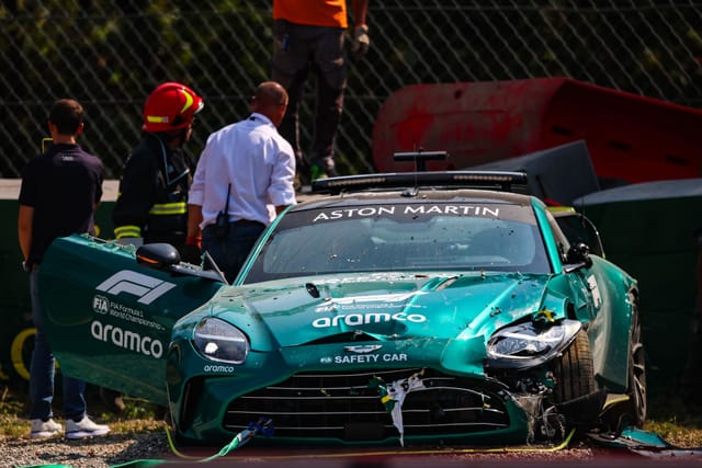 Watch: F1 safety car suffers major crash ahead of the Italian GP