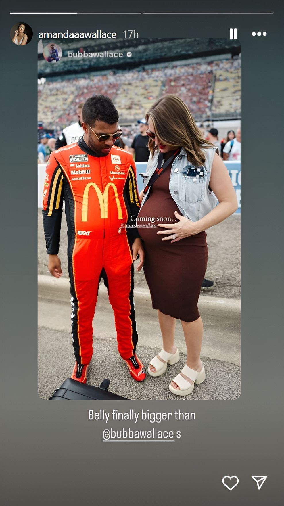 "Belly finally bigger than Bubba Wallace" - Amanda Wallace teases 23XI ...