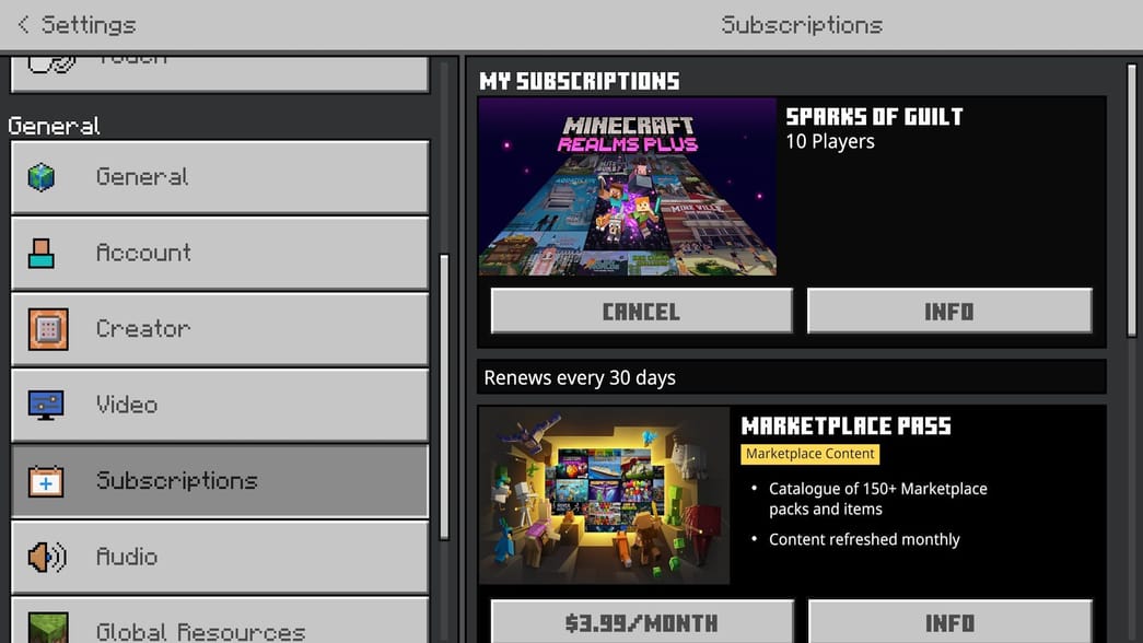How to cancel Minecraft Realms service