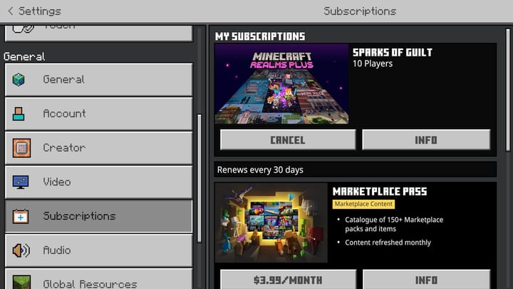 How to cancel Minecraft Realms service