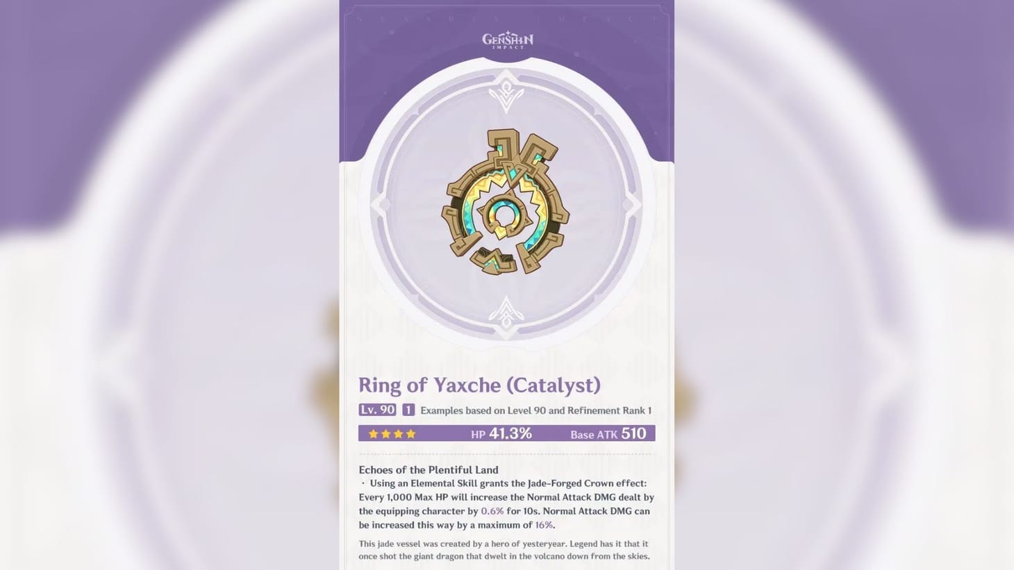 Genshin Impact Ring of Yaxche stats, materials, and best characters