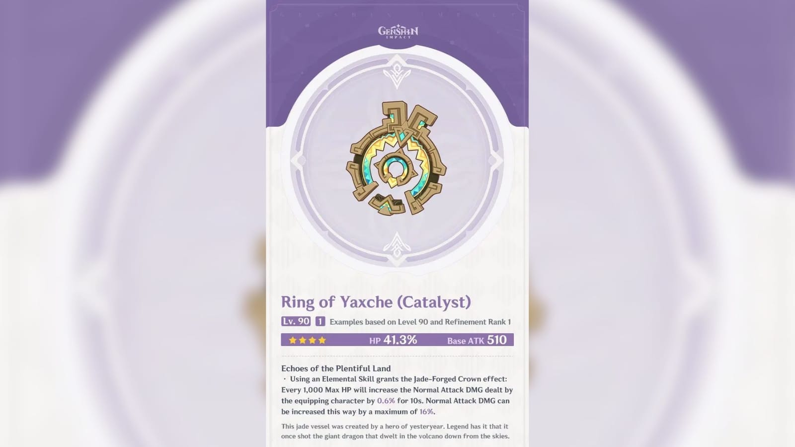 Genshin Impact Ring of Yaxche stats, materials, and best characters