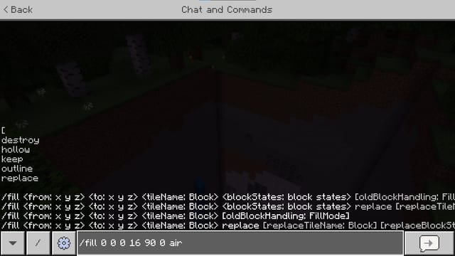How to use the fill command in Minecraft Pocket Edition