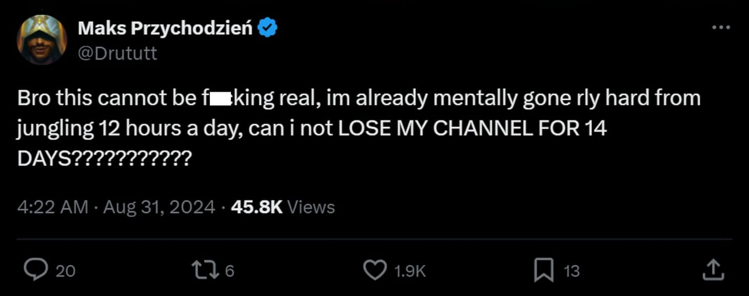 League of Legends streamer Drututt banned on Twitch for fifth time